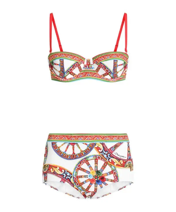 Dolce & Gabbana Carretto-print Balconette Bikini - Multicolor
