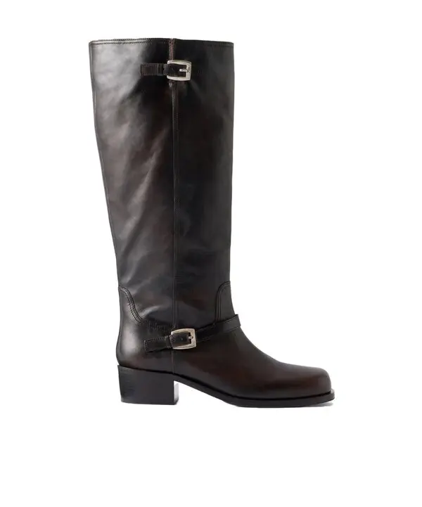 Staud Solid Color Leather Knee Boots