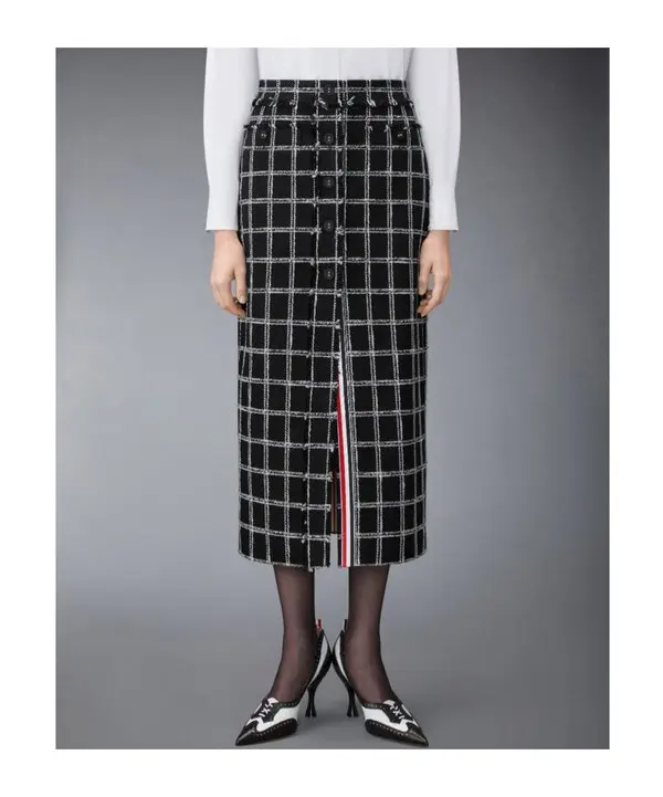 Thom Browne Windowpane Houndstooth Tweed Skirt