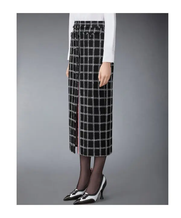 Thom Browne Windowpane Houndstooth Tweed Skirt