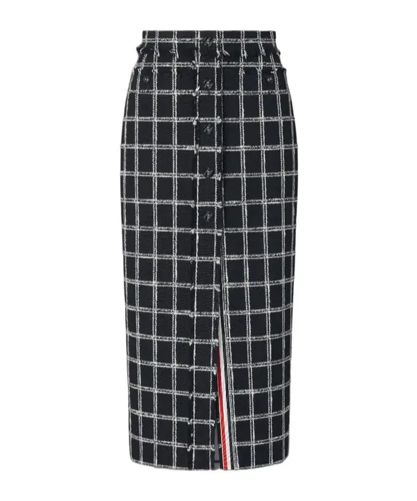 Thom Browne Windowpane Houndstooth Tweed Skirt - Black