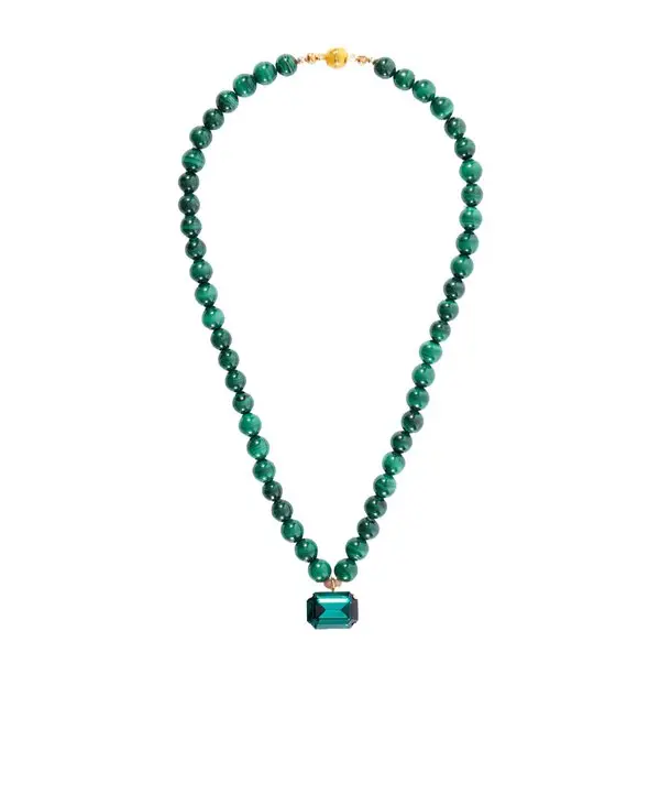 JENNIFER BEHR Gold-tone Malachite And Crystal Necklace