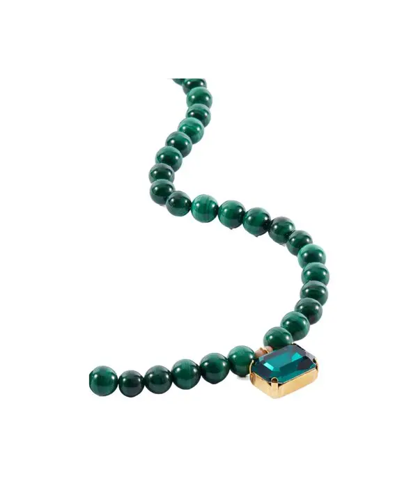 JENNIFER BEHR Gold-tone Malachite And Crystal Necklace