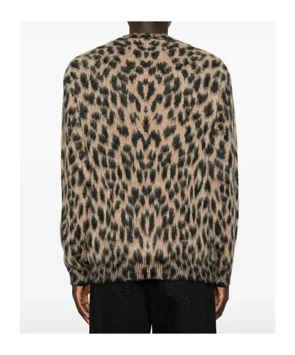 LANEUS Leopard-print Knit Cardigan