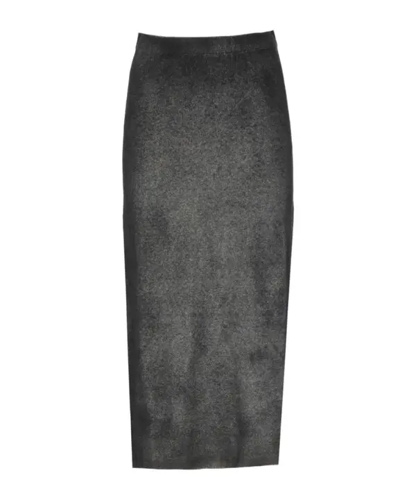 Avant Toi Melange Back-slit Midi Skirt - Black