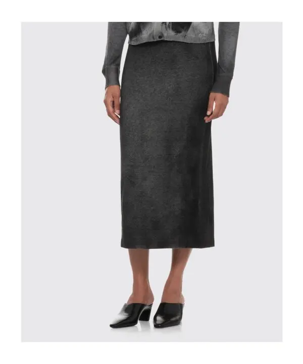 Avant Toi Melange Back-slit Midi Skirt