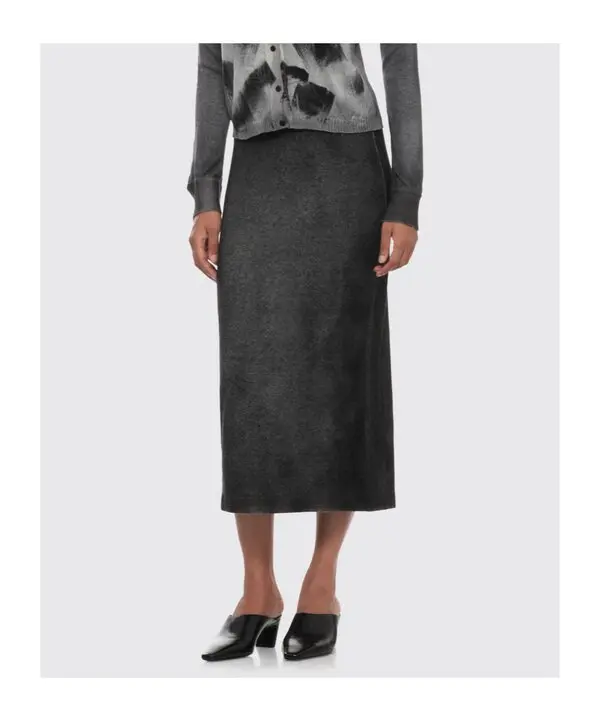 Avant Toi Melange Back-slit Midi Skirt