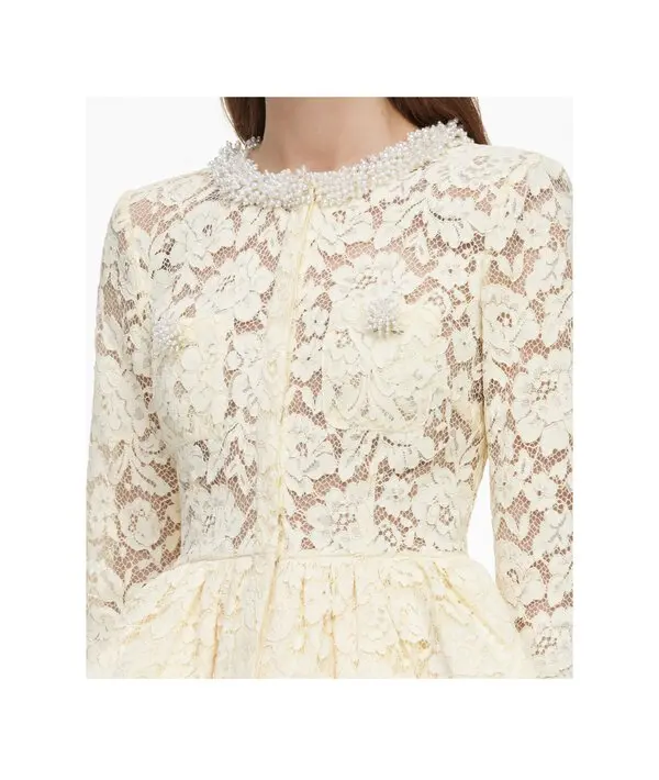 SELF-PORTRAIT Lace Peplum Midi Dress