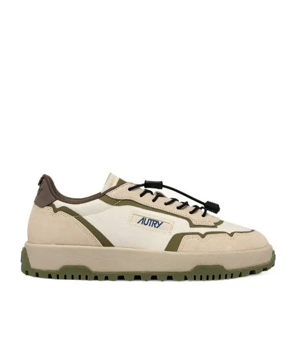 AUTRY Wildpace Low Sneakers In Wife And Chocolate Ripstop Nylon And Suede - Green