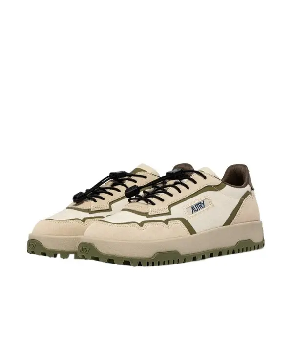 AUTRY Wildpace Low Sneakers In Wife And Chocolate Ripstop Nylon And Suede - Green