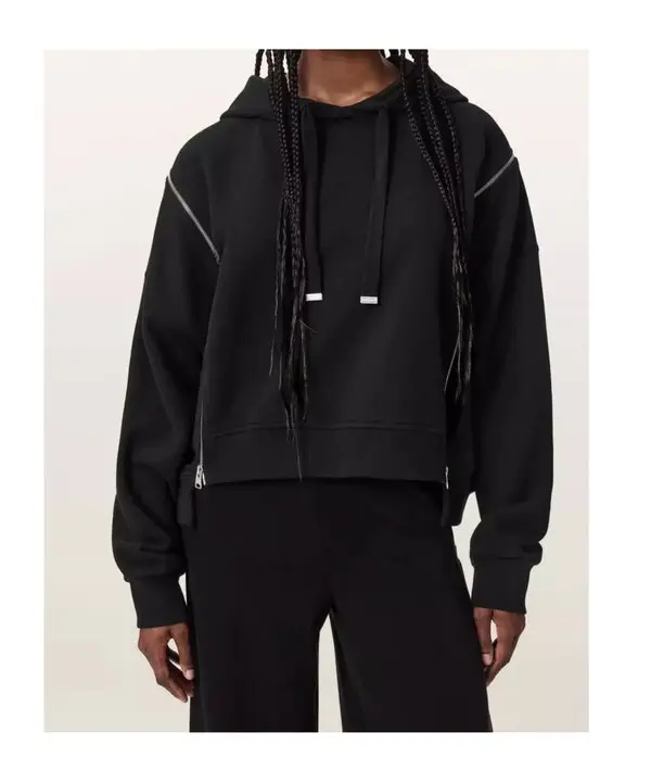 ALLSAINTS Ciara Zip Detail Hoodie - Black
