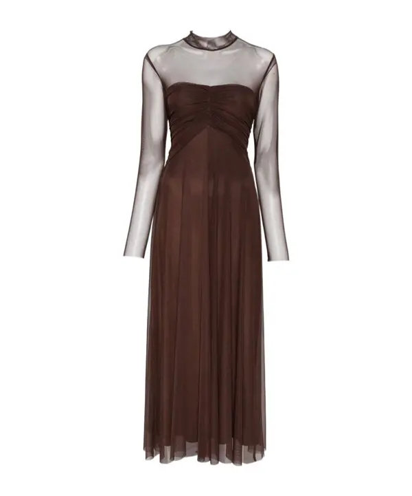 TWINSET Ruched Sheer-panel Maxi Dress