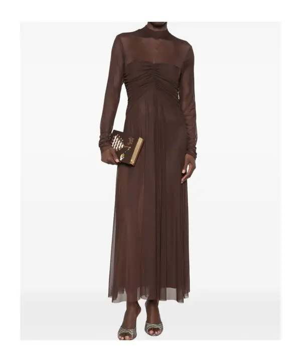 TWINSET Ruched Sheer-panel Maxi Dress