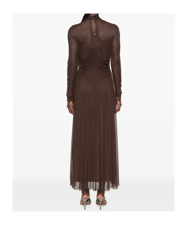 TWINSET Ruched Sheer-panel Maxi Dress