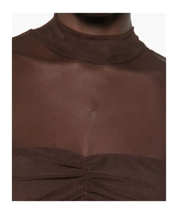 TWINSET Ruched Sheer-panel Maxi Dress