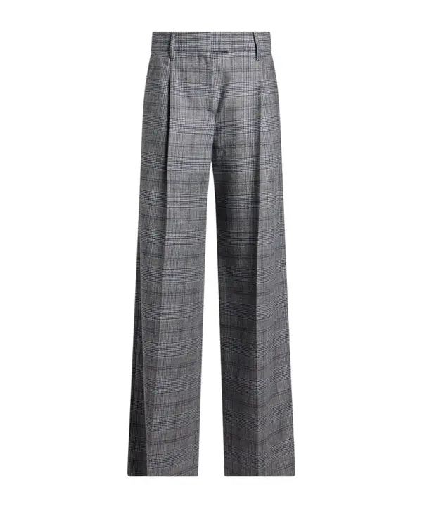 Brunello Cucinelli Highwaisted Plaid Wideleg Trousers - Black