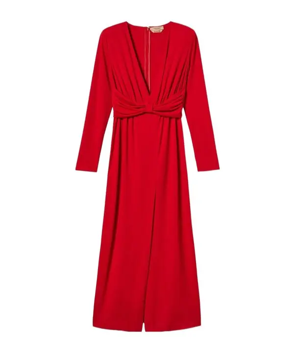 TWINSET Long Dress With Draping - Red