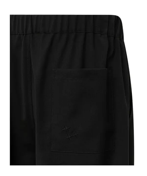 LANEUS Tapered Elastic-waist Pants - Black