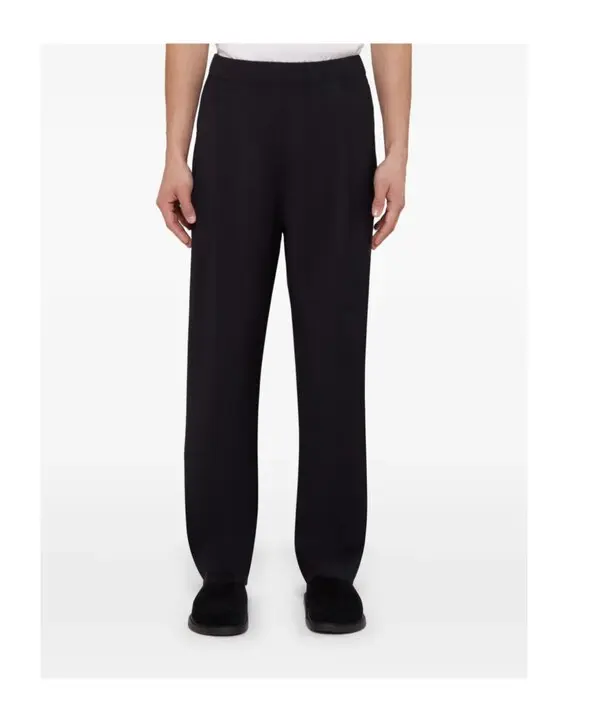LANEUS Tapered Elastic-waist Pants - Black