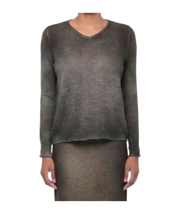 Avant Toi Raw-edge V-neck Knitted Sweater - Green