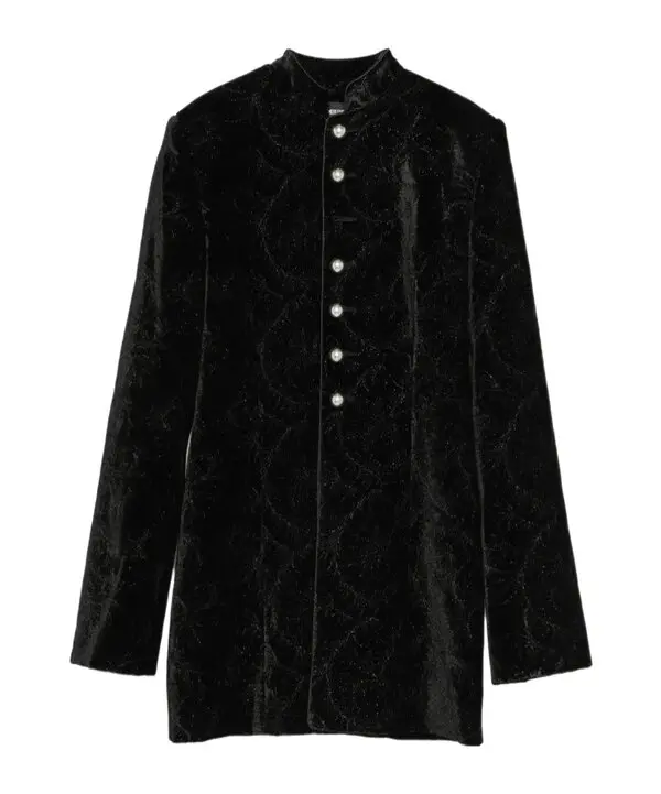 ANN DEMEULEMEESTER Jacquard-patterned Pearl-button Jacket - Black