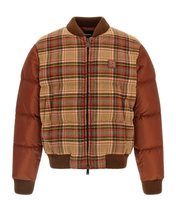 Dsquared2 Checked Puffer Down Jacket - Brown