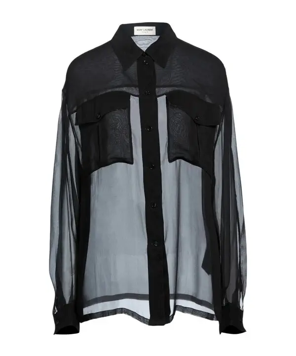 Saint Laurent Solidcolor Chiffon Shirt