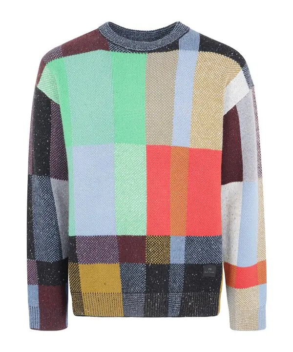 Paul Smith Patchwork-pattern Crew-neck Sweater