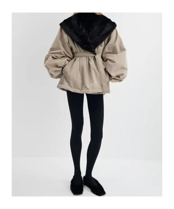 Magda Butrym Belted Faux Fur Collar Jacket