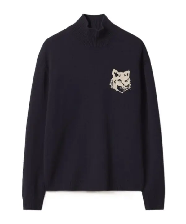 Maison Kitsuné Long-sleeve High-neck Top - Navy
