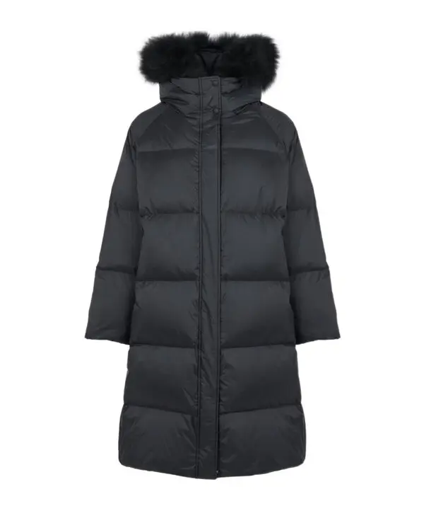 YVES SALOMON Lamb Wool-trim Down Jacket - Black