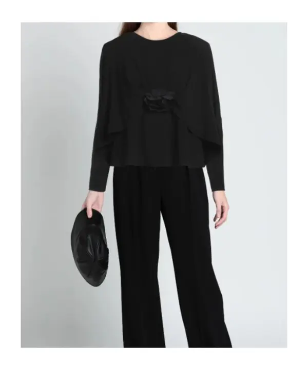 Saint Laurent Long Sleeve T-shirt With Floral Appliqu
