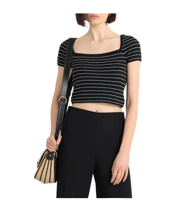 MAXCO. Striped Cropped Knit Top