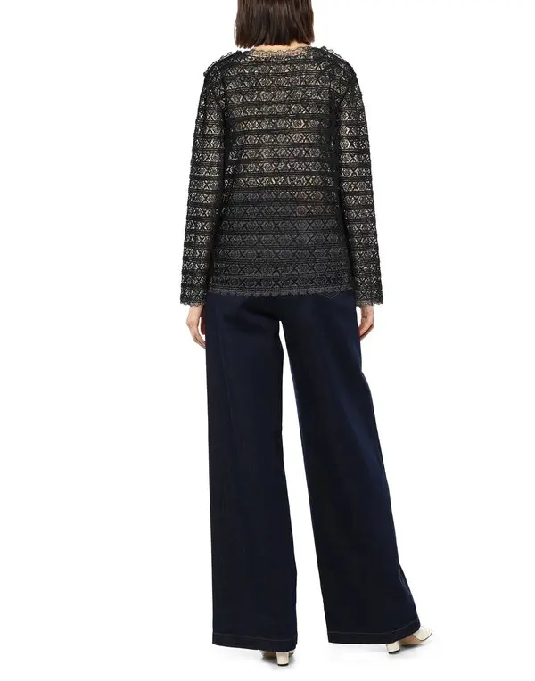 Saint Laurent Minimalist Longsleeve Lace Top