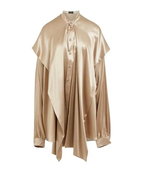 Balenciaga Minimalist Satin Long-sleeve Shirt - Khaki