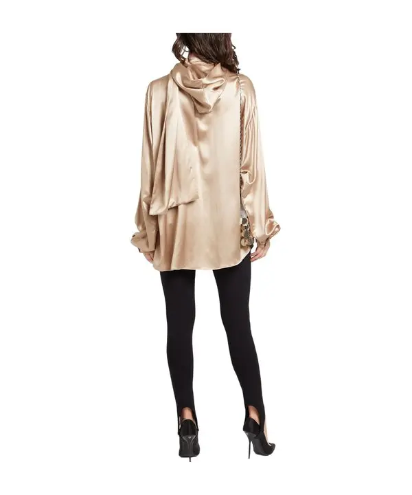 Balenciaga Minimalist Satin Long-sleeve Shirt - Khaki