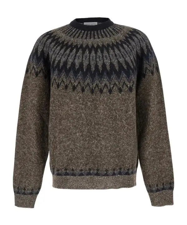 ROBERTO COLLINA Jacquard Crew Neck Knit Sweater