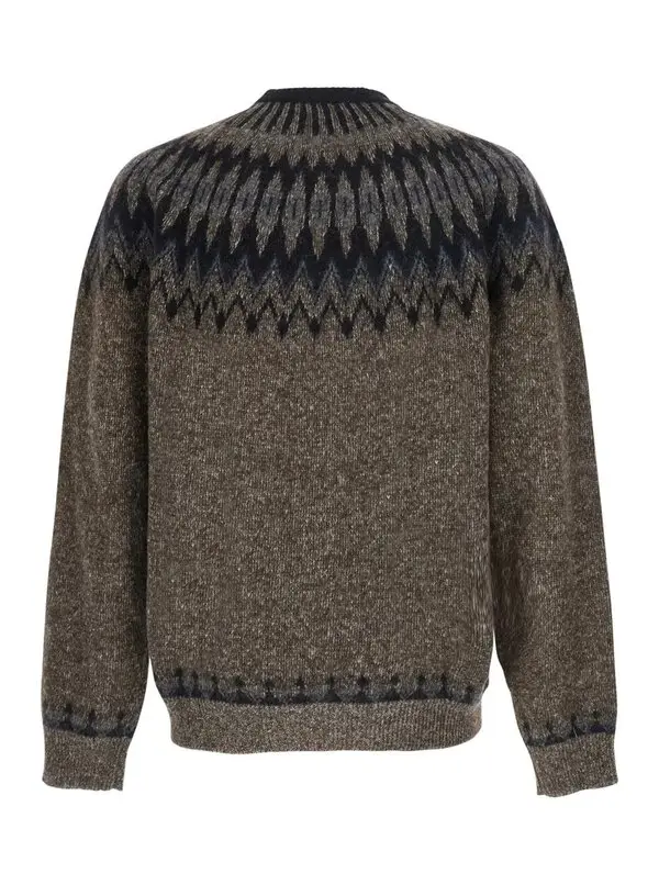 ROBERTO COLLINA Jacquard Crew Neck Knit Sweater