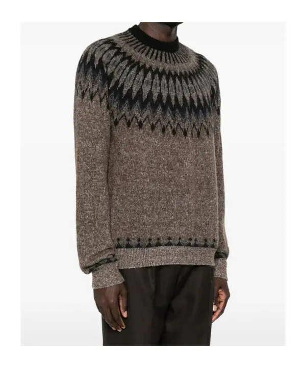 ROBERTO COLLINA Jacquard Crew Neck Knit Sweater