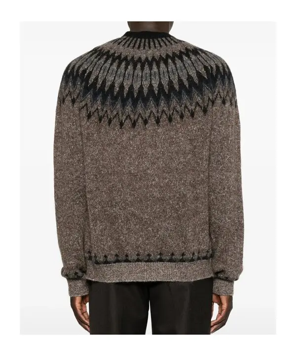 ROBERTO COLLINA Jacquard Crew Neck Knit Sweater