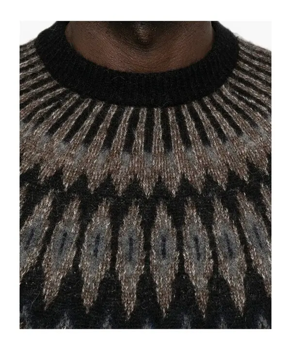 ROBERTO COLLINA Jacquard Crew Neck Knit Sweater