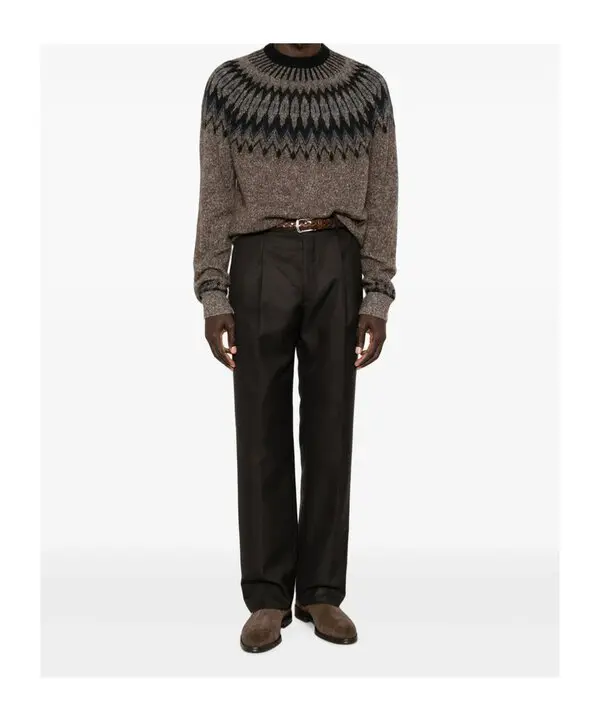 ROBERTO COLLINA Jacquard Crew Neck Knit Sweater