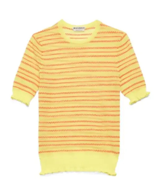 J.W.ANDERSON Striped Ruffle-trim Top - Soft Lemon