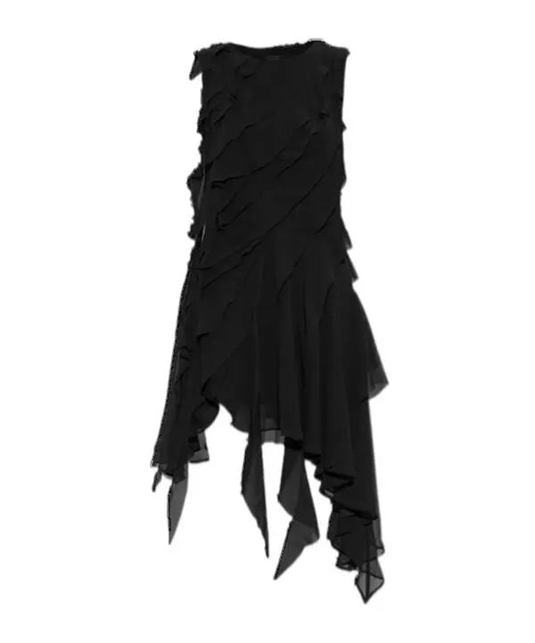 ALLSAINTS Sleeveless Ruffle Asymmetric Mini Dress - Black