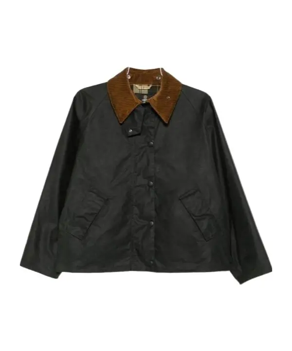Barbour Corduroy Collar Waxed Jacket - Black