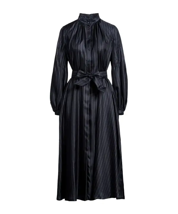 Max Mara Striped Satin Maxi Dress - Black