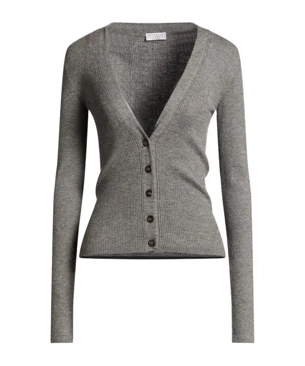 Brunello Cucinelli Silver- V-neck Knitwear