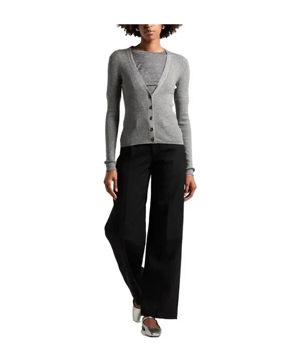 Brunello Cucinelli Silver- V-neck Knitwear