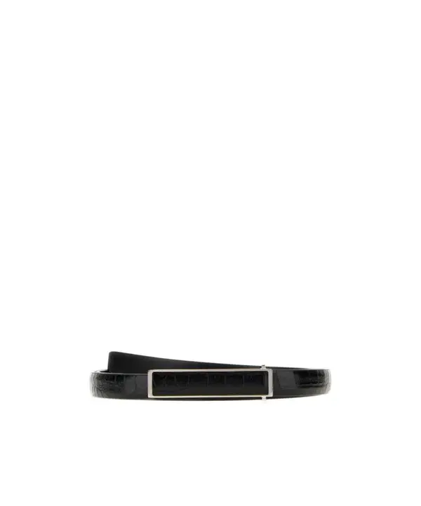 TOM FORD Crocodile-effect Plaque-buckle Belt - Black