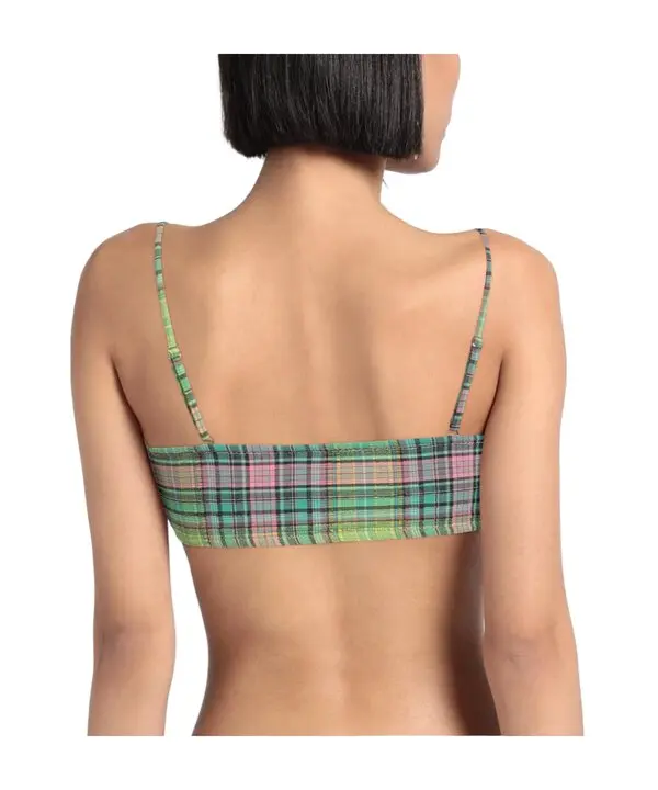 GANNI Checked Bikini Top